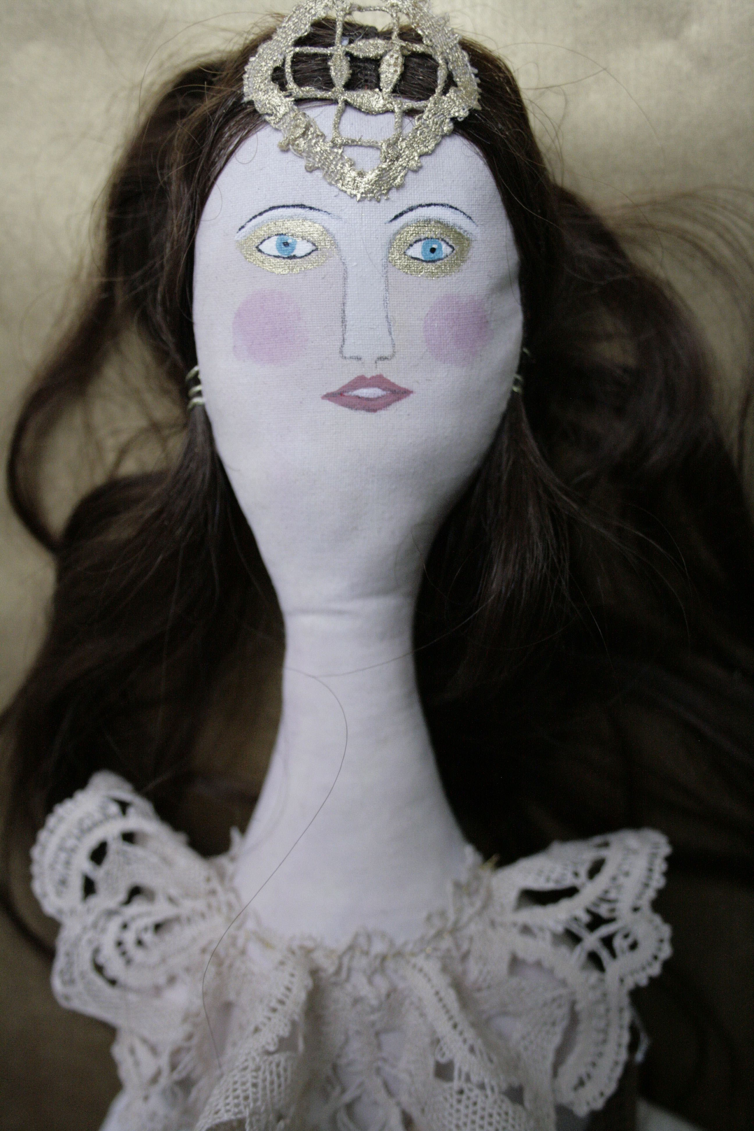 Magdalena Queen of Moths - Pantovola Textile Art, Art Dolls and Sculptures