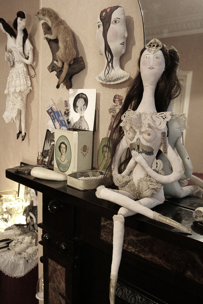 Magdalena Queen of Moths - Pantovola Textile Art, Art Dolls and Sculptures